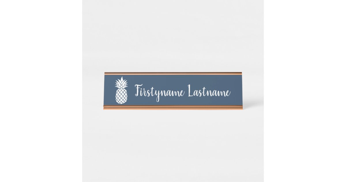 Pineapple Logo and Custom Script Name Desk Name Plate | Zazzle