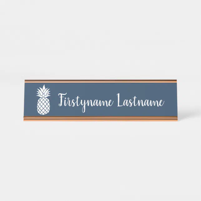 Pineapple Logo and Custom Script Name Desk Name Plate | Zazzle