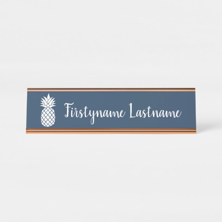 Pineapple Logo and Custom Script Name Desk Name Plate | Zazzle