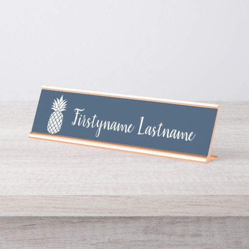 Pineapple Logo and Custom Script Name Desk Name Plate | Zazzle