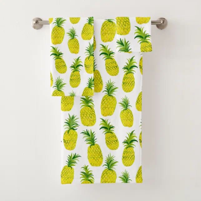 Pineapple party tropical fruit fun bath towel set | Zazzle