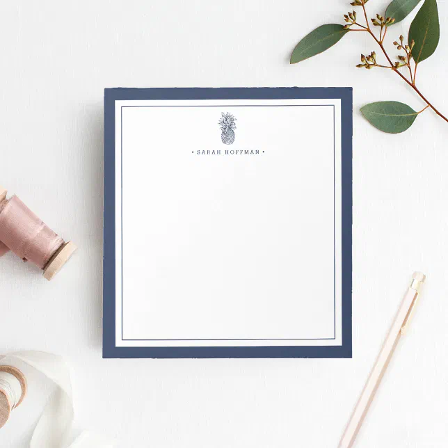 Pineapple Prep | Navy & White Personalized Notepad | Zazzle