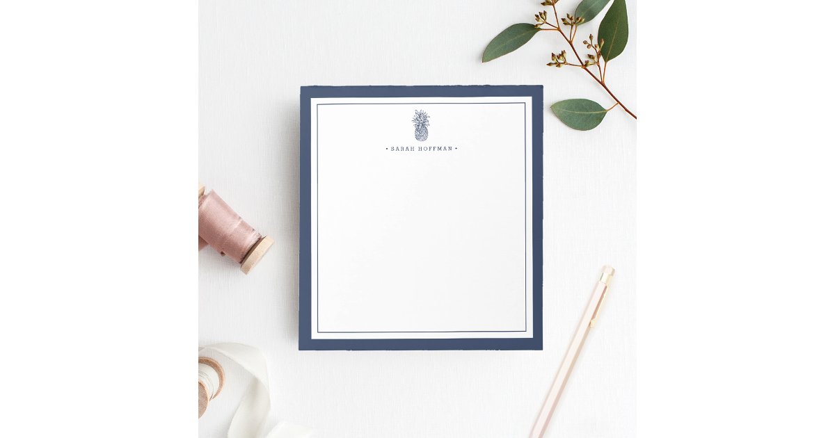 Pineapple Prep | Navy & White Personalized Notepad | Zazzle