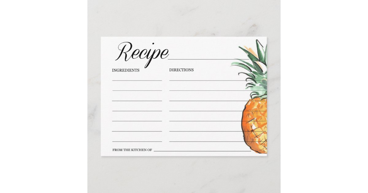Pineapple Recipe Card | Zazzle