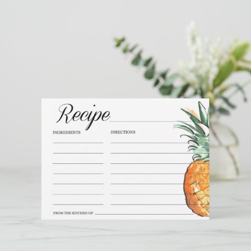 Pineapple Recipe Card | Zazzle