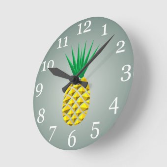 Pineapple Round Clock | Zazzle