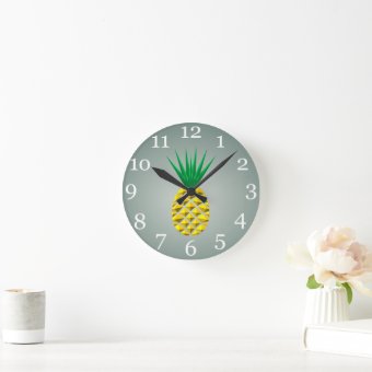 Pineapple Round Clock | Zazzle