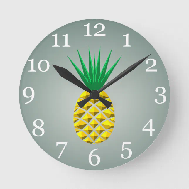 Pineapple Round Clock | Zazzle