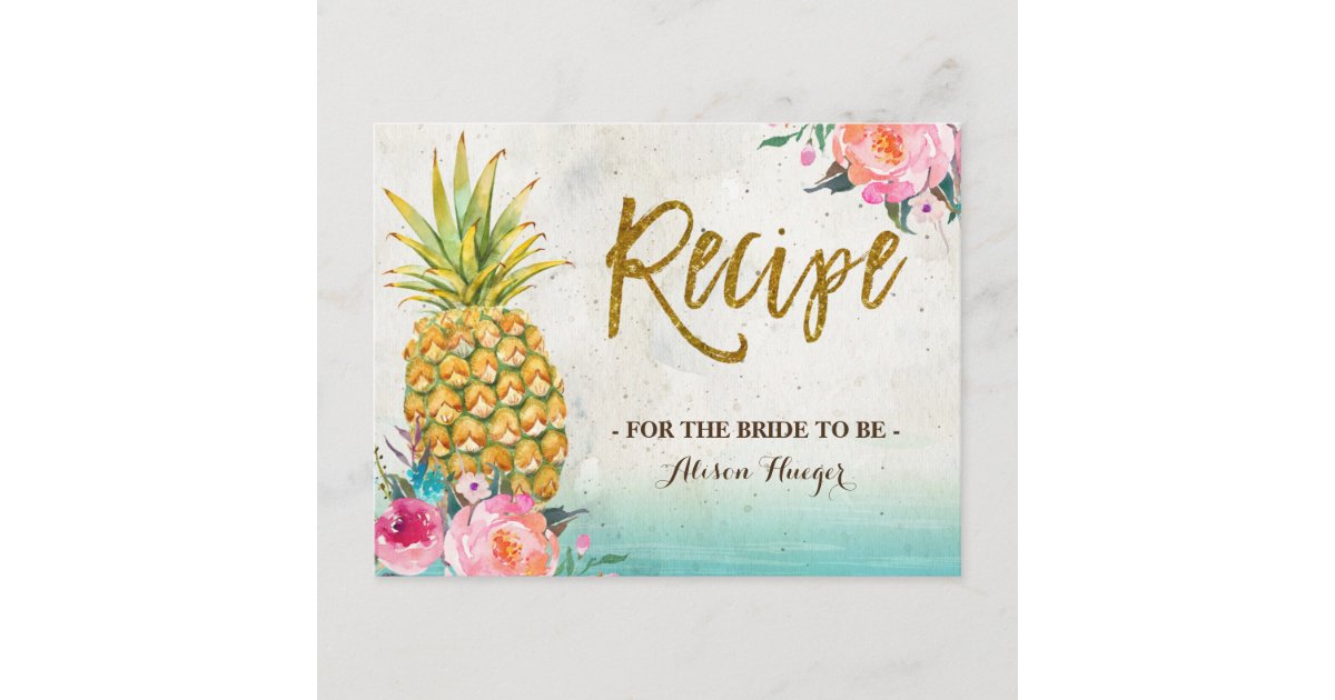 Pineapple Summer Tropical Beach Recipe Card | Zazzle.com