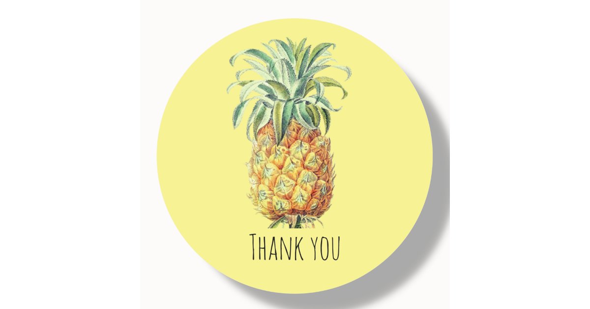 Pineapple Thank You Classic Round Sticker | Zazzle