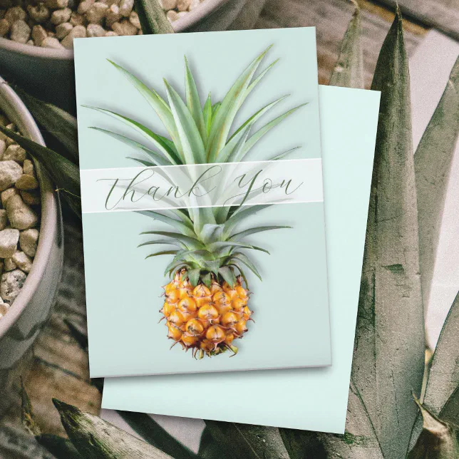 Pineapple Thank You Message Flat Card | Zazzle