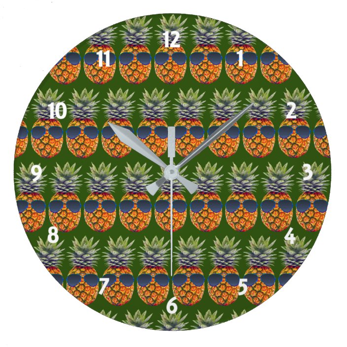 Pineapple Wearing Sunglasses Pattern Foodies, ZSSG Large Clock | Zazzle.com