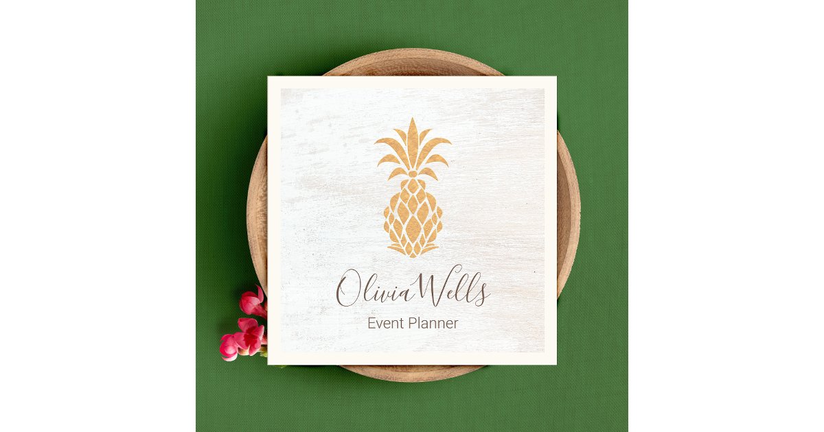 Pineapple White Wood Calling Card | Zazzle