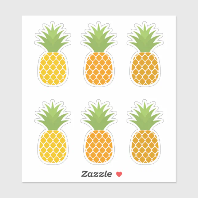 Pineapples fruits Custom-Cut Vinyl Stickers | Zazzle