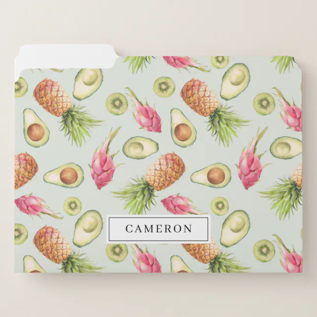 Pineapples Kiwi Avocado Dragon Fruit Pattern File Folder | Zazzle