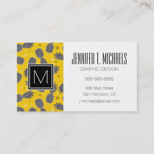 Pineapples On Gold | Add Your Name Business Card | Zazzle
