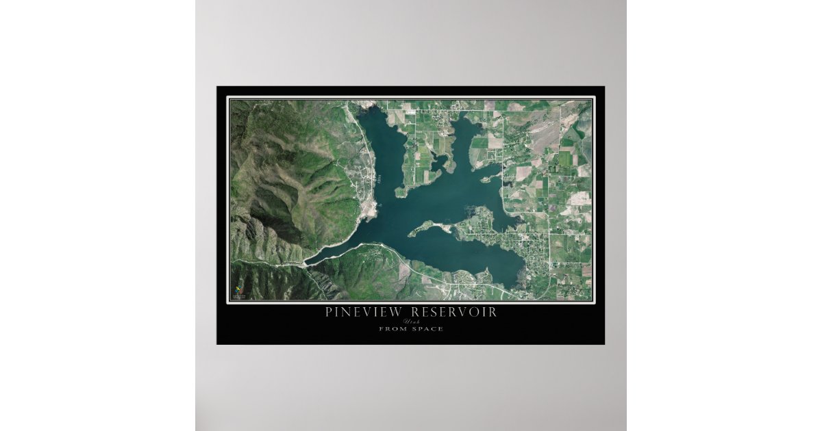 Pineview Reservoir - Huntsville Utah Satellite Map Poster | Zazzle