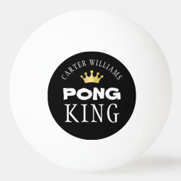 PING PONG KING Gold Crown Personalized Black Ping Pong Ball | Zazzle