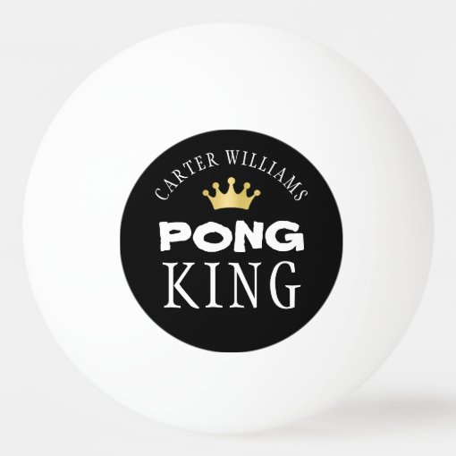PING PONG KING Gold Crown Personalized Black Ping Pong Ball | Zazzle