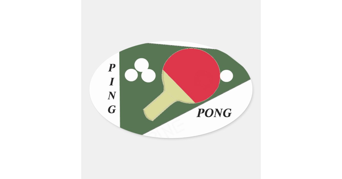 Ping Pong Oval Sticker | Zazzle