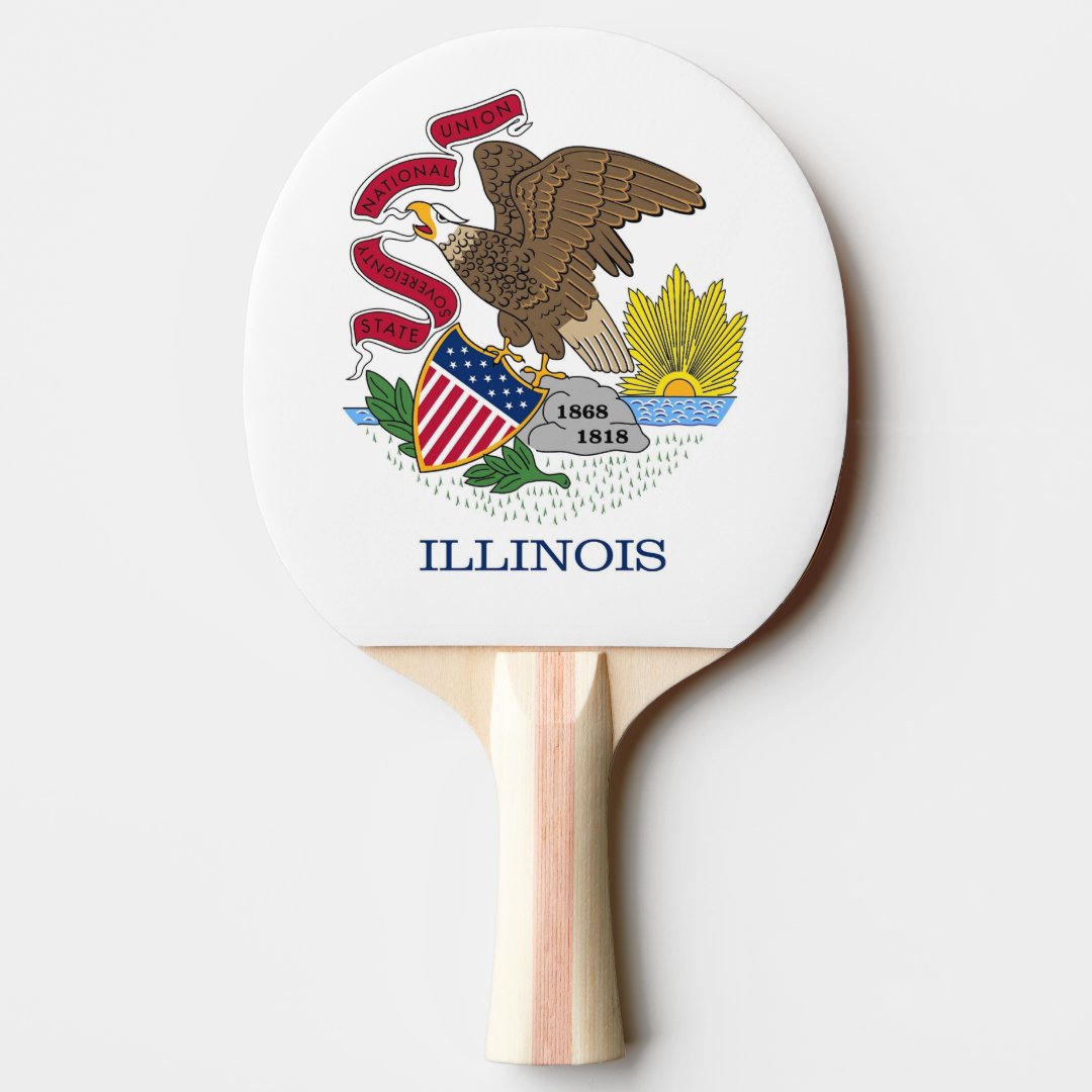 Ping pong paddle with Flag of Illinois, USA | Zazzle