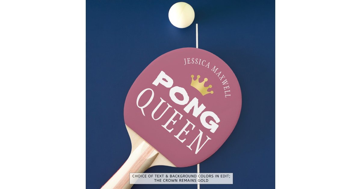 PING PONG QUEEN Personalized Editable Rose Gold Paddle | Zazzle