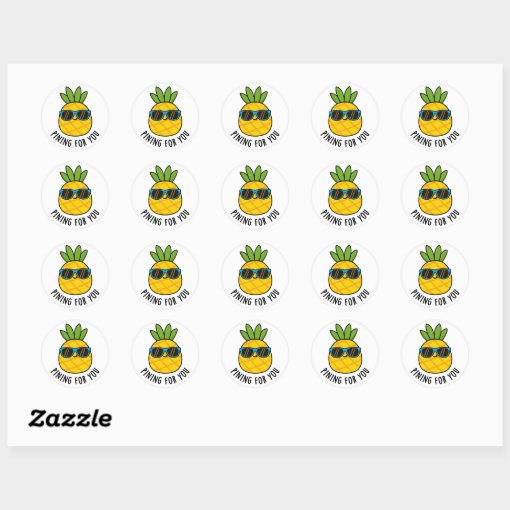 Pining For You Funny Pineapple Pun Classic Round Sticker | Zazzle