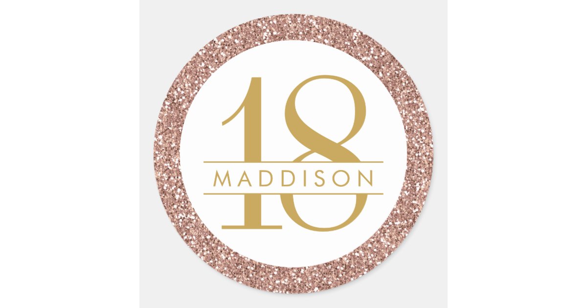 Pink 18th Birthday Custom Age Name Rose Gold Favor Classic Round ...