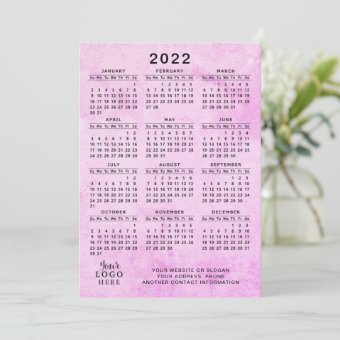 Pink 2022 Calendar Your Logo Business Program | Zazzle