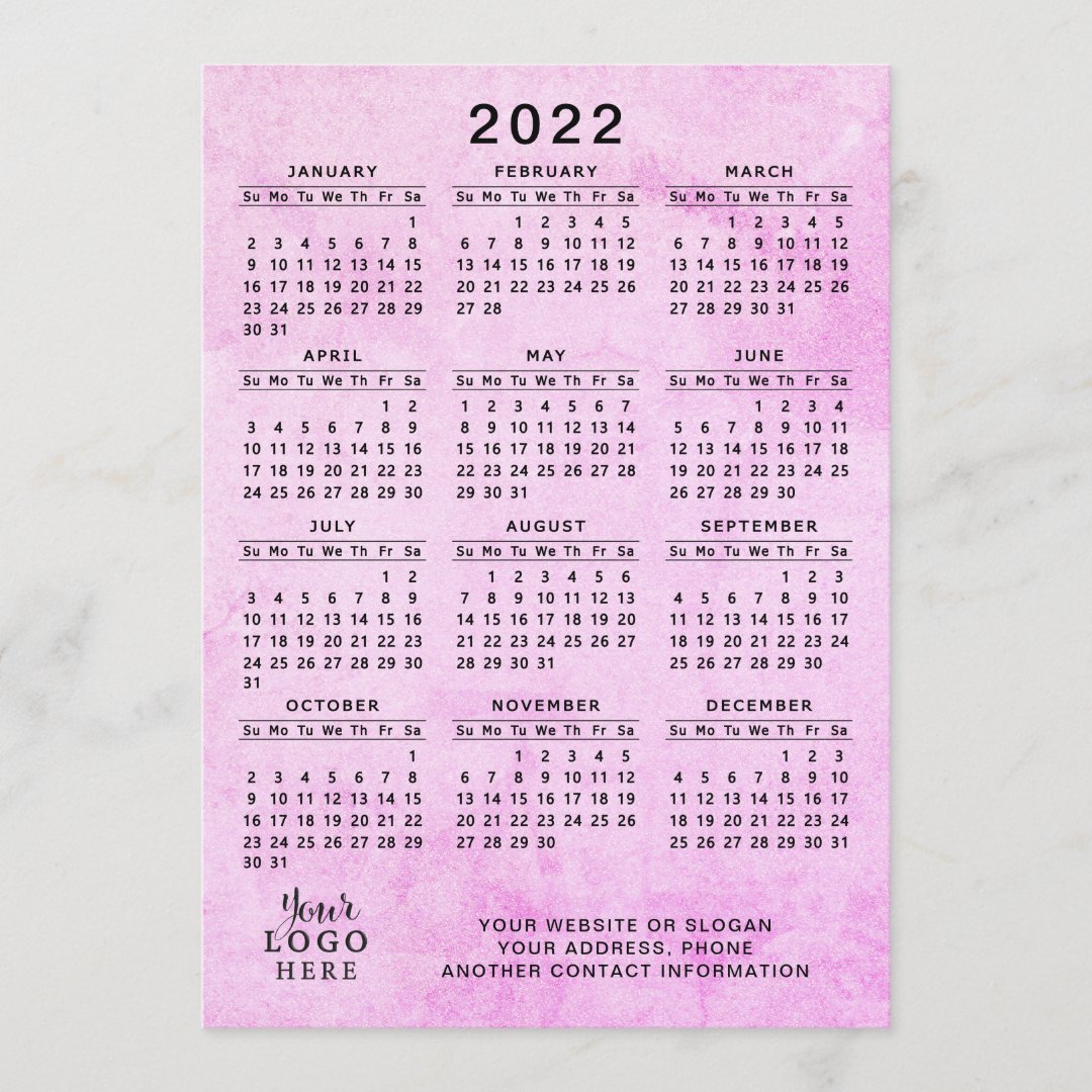 Pink 2022 Calendar Your Logo Business Program | Zazzle
