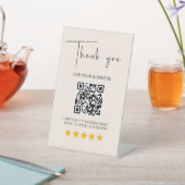 Pink 5 Star Review Business Reviews QR Code Pedestal Sign | Zazzle