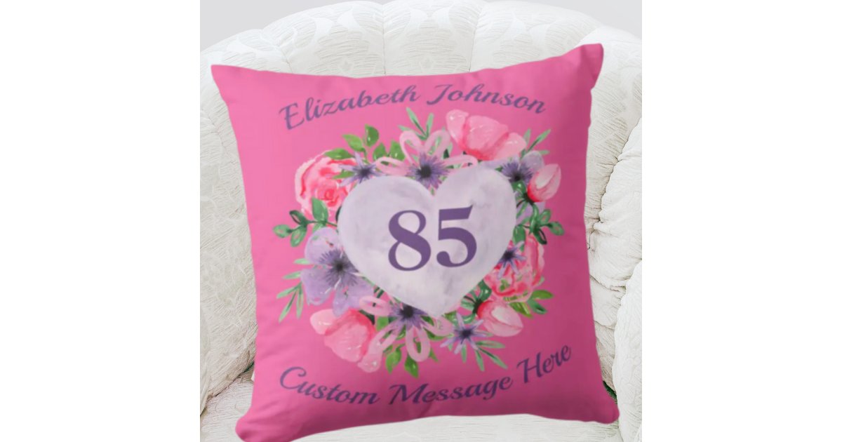 Pink 85th Birthday Pillow for Women | Zazzle
