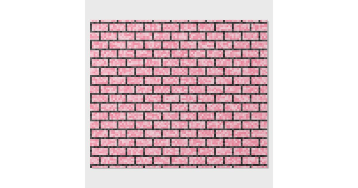 Pink 8-Bit Pixelated Style Bricks Pattern Wrapping Paper | Zazzle