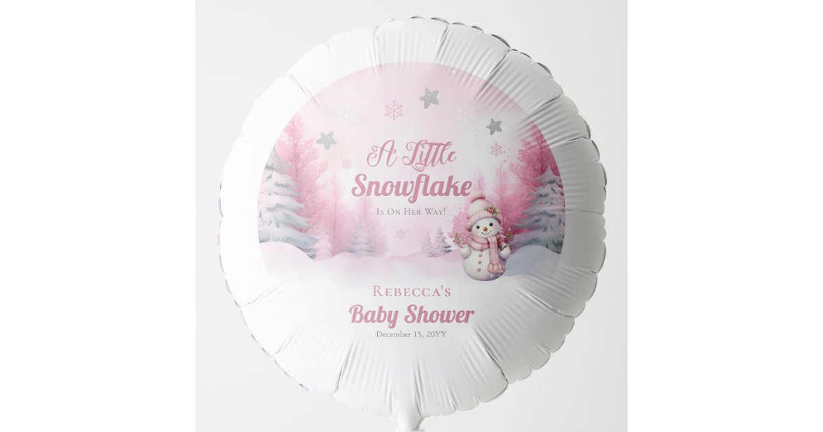Pink A Little Snowflake | Snow Girl Baby Shower Balloon | Zazzle