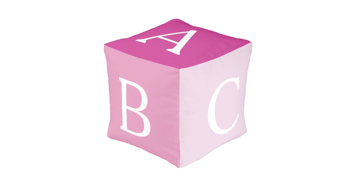 Pink ABC Alphabet Block Pouf | Zazzle