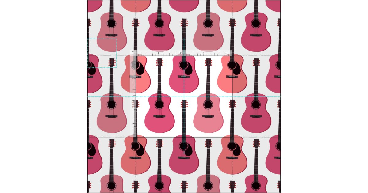 Pink Acoustic Guitars Pattern Fabric | Zazzle