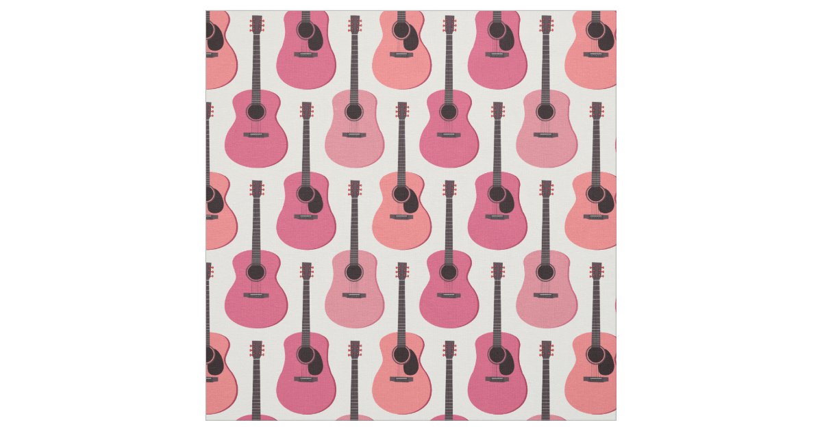 Pink Acoustic Guitars Pattern Fabric | Zazzle