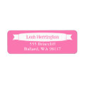 Pink Address Label with Decorative Banner | Zazzle