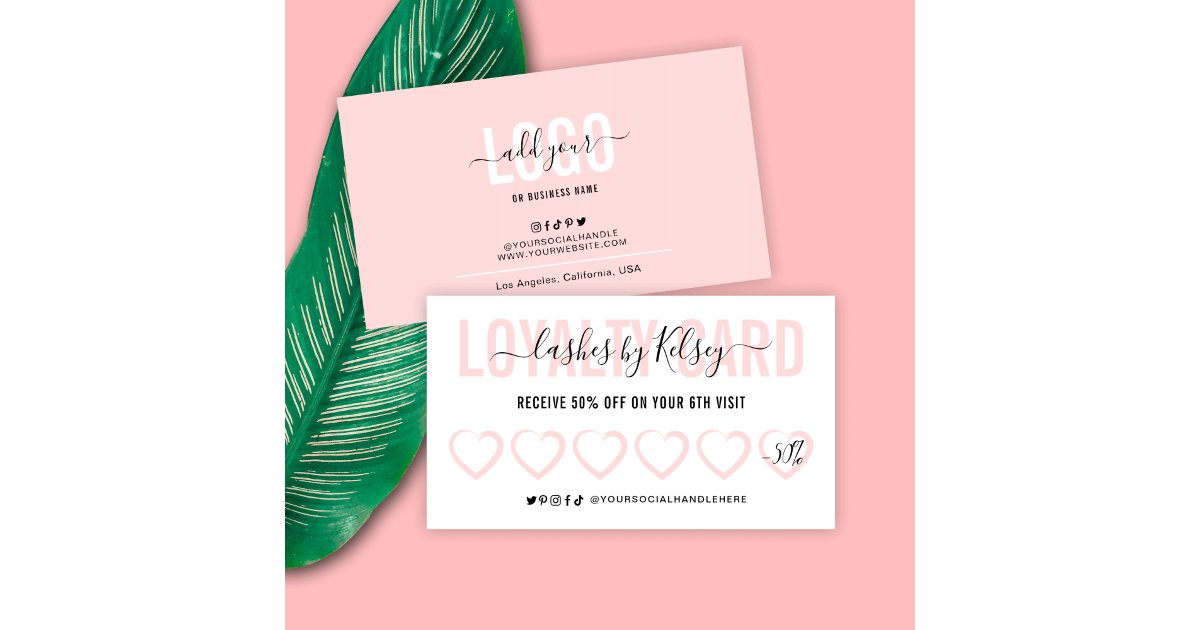 Pink Aesthetic Beauty Loyalty Card Modern Script | Zazzle