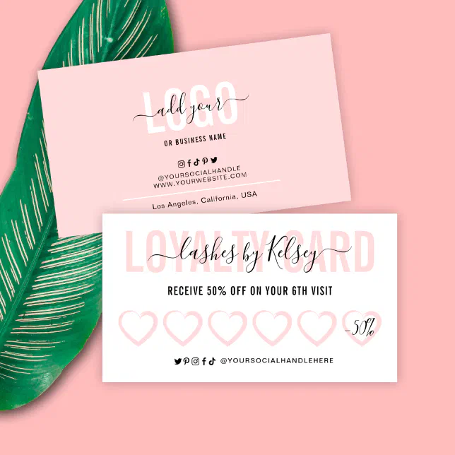 Pink Aesthetic Beauty Loyalty Card Modern Script | Zazzle