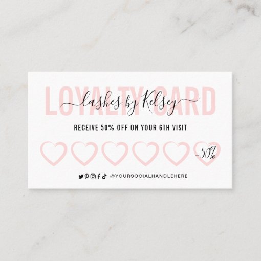 Pink Aesthetic Beauty Loyalty Card Modern Script | Zazzle