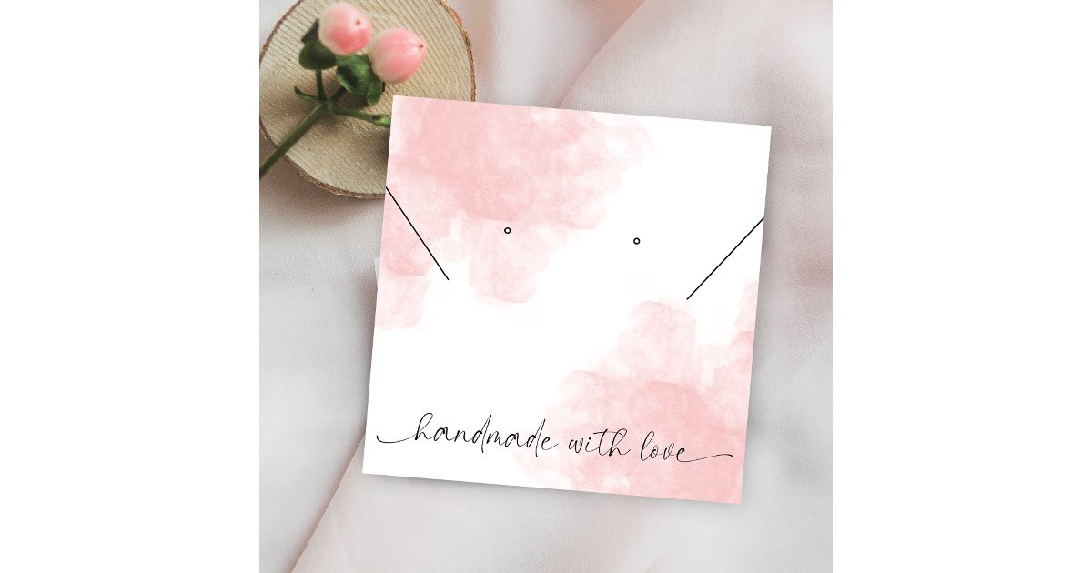 Pink Aesthetic Logo Earrings Necklace Display Square Business Card | Zazzle