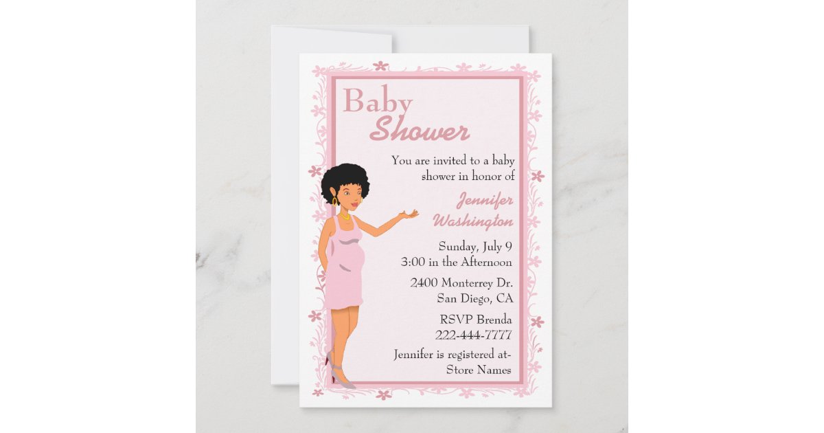 Pink African American Baby Shower Invitation | Zazzle
