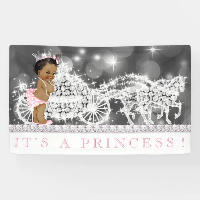 Pink African American Princess Baby Shower Banner | Zazzle