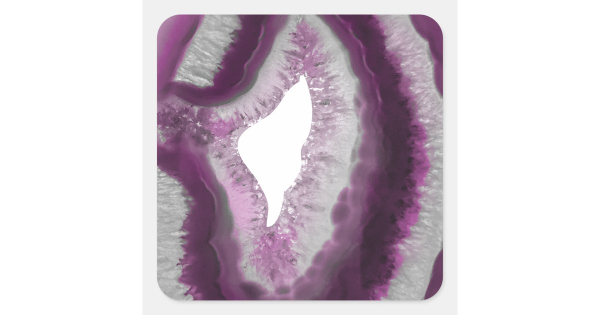 Pink Agate Square Sticker | Zazzle