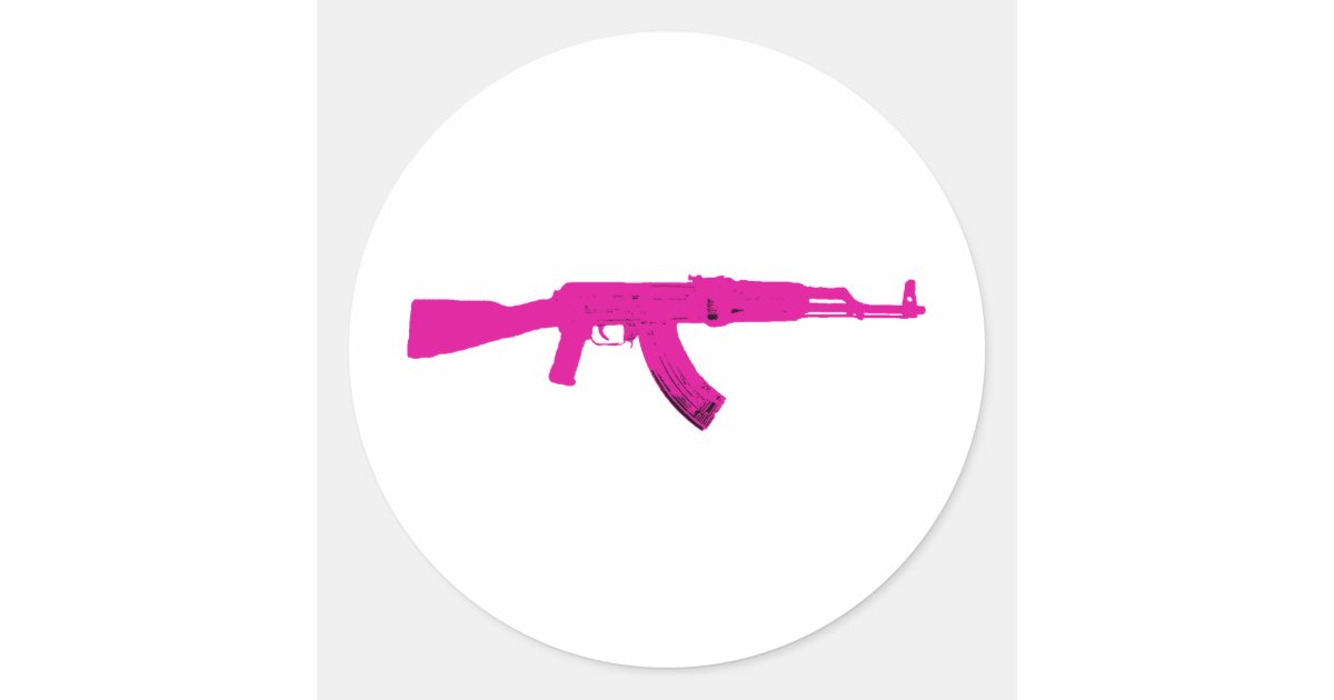 Pink AK-47 Classic Round Sticker | Zazzle