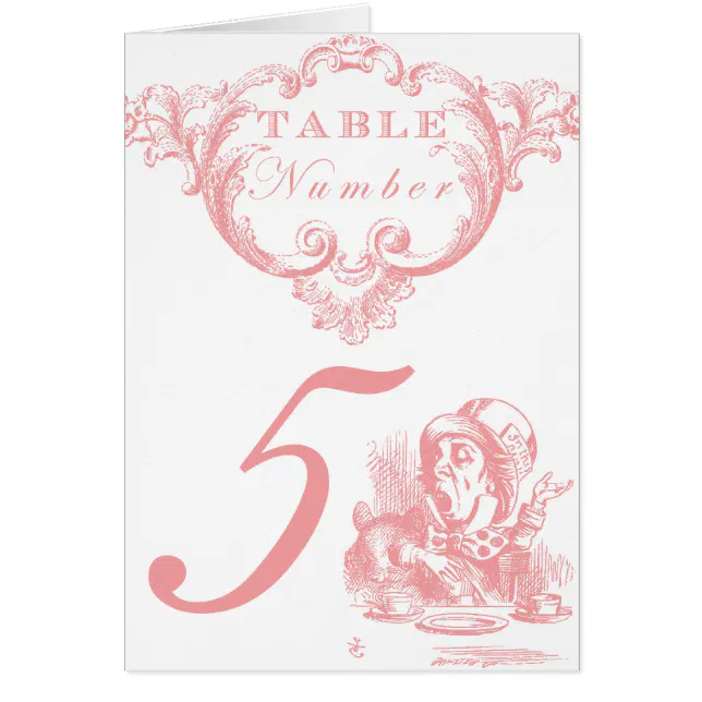 Pink Alice in Wonderland Wedding Table Numbers | Zazzle