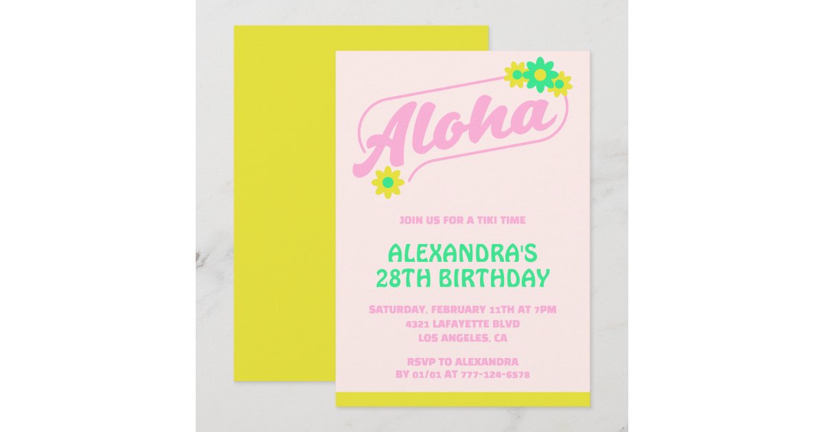 Pink Aloha 27th birthday invitations Tropical | Zazzle