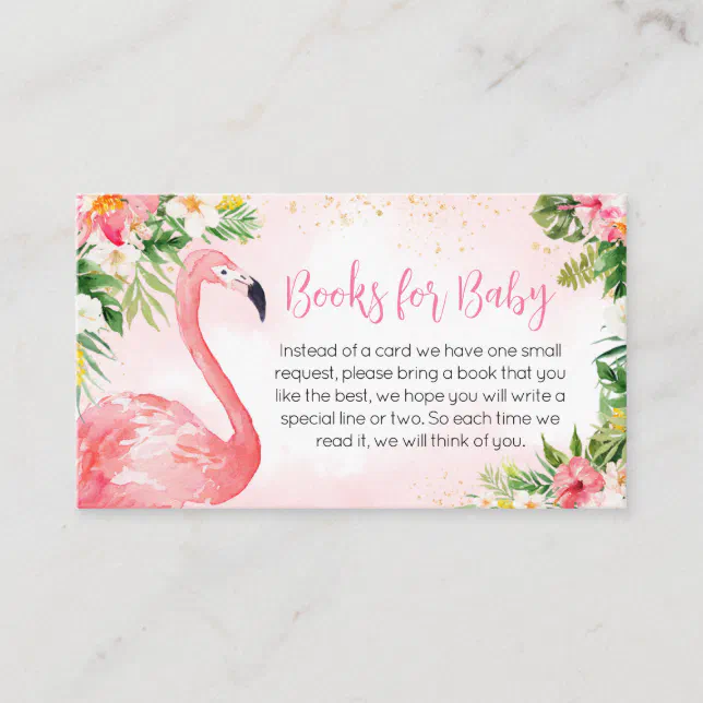 Pink Aloha Flamingo Baby Shower Books for Baby Enclosure Card | Zazzle