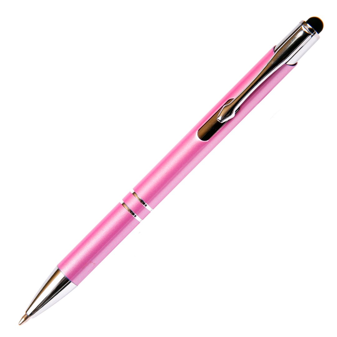 Pink Aluminum Ball Point Pen w/Touch Screen Stylus | Zazzle